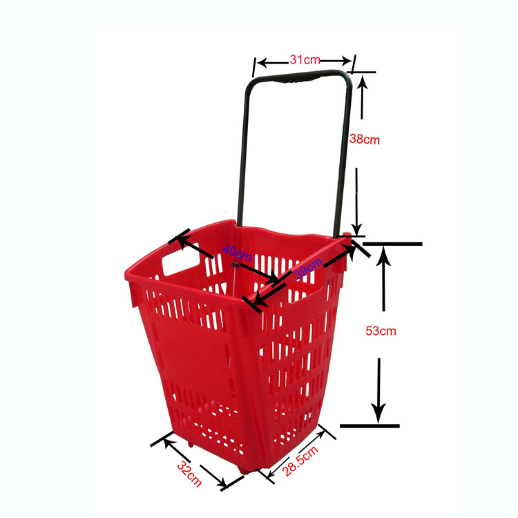 supermarket shopping rolling basket with wheels - Buy shopping basket ...